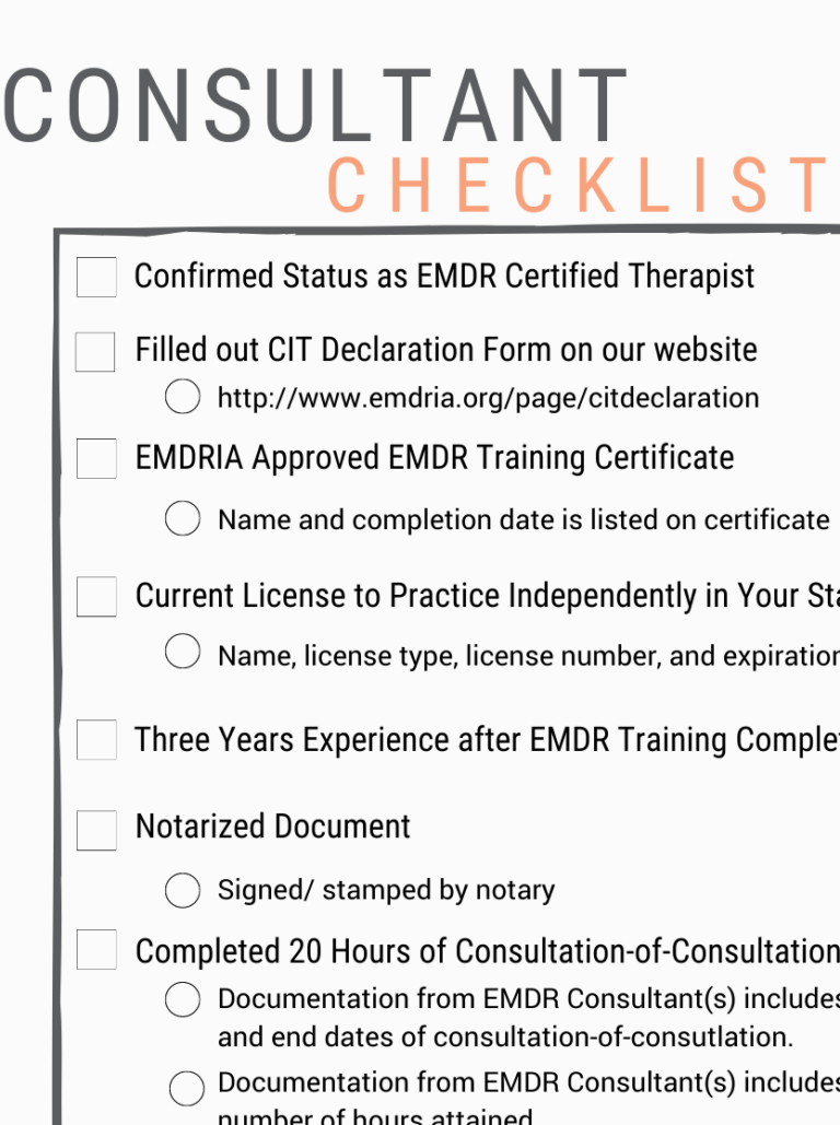 EMDR Consultant Checklist - EMDR International Association