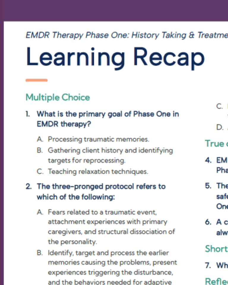 Learning Recap (Phase 1 Toolkit) - EMDR International Association